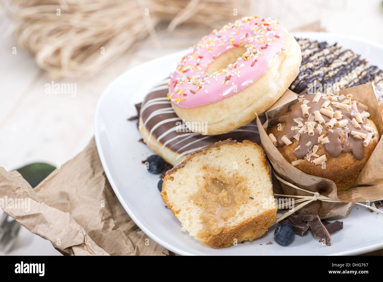 Homemade Muffins and Donuts (close-up shot Stock Photo - Alamy
