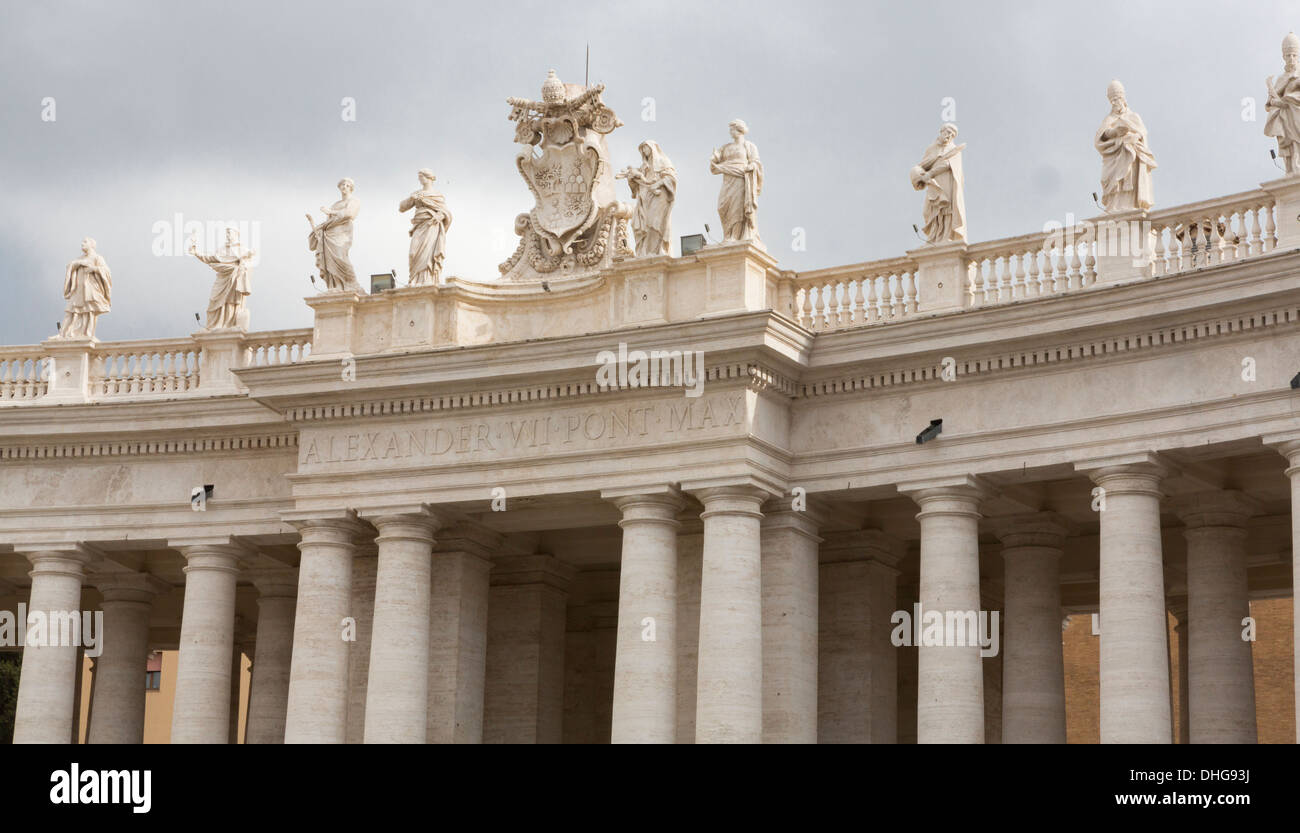 Colonnade outside St. Peter's Basilica in Vatican City, Italy on an ...