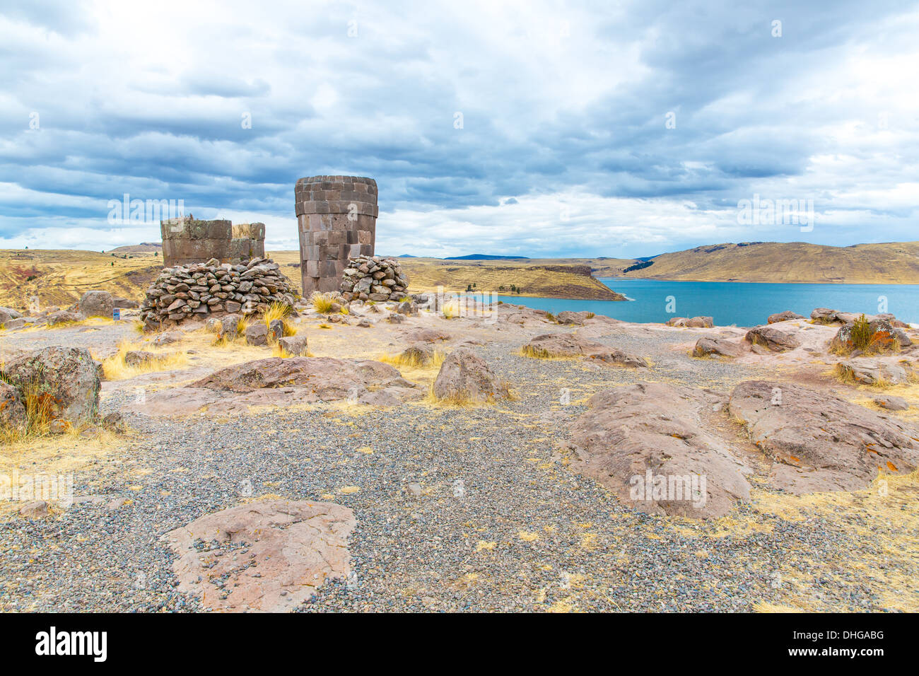 Funerary towers in Sillustani, Peru,South America- Inca prehistoric ...