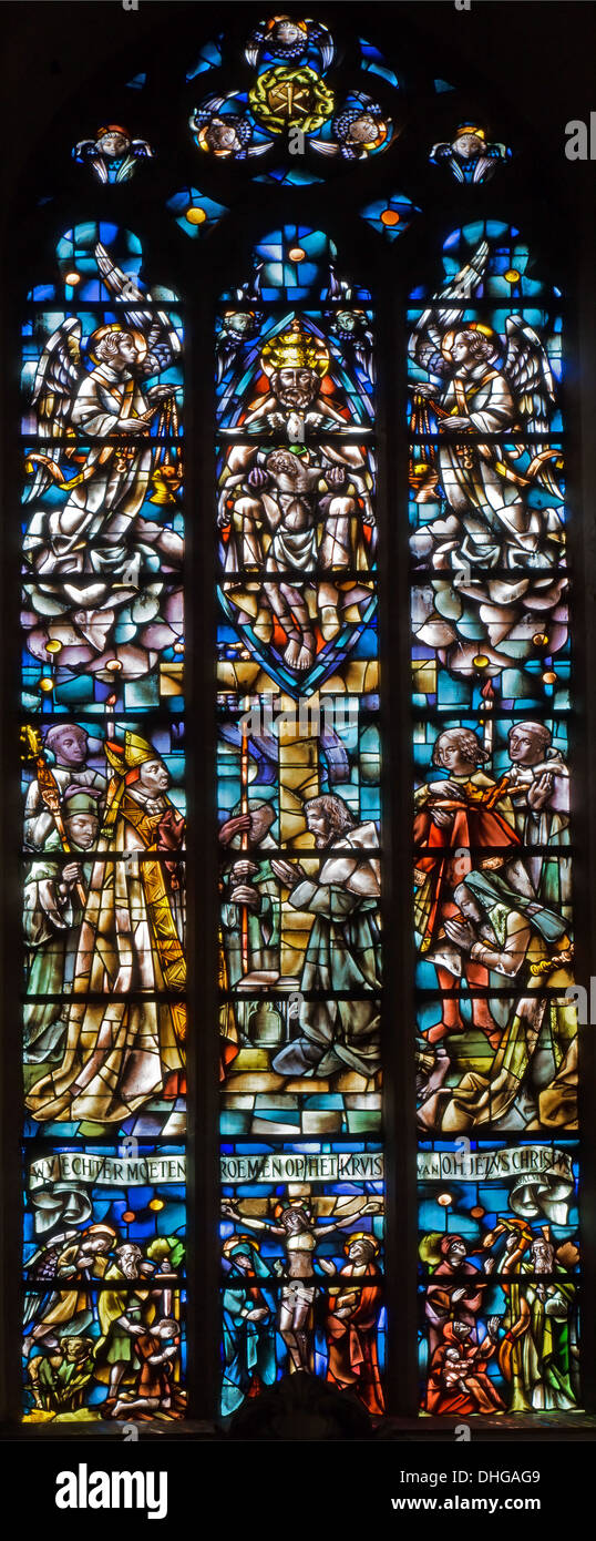 ANTWERP, BELGIUM - SEPTEMBER 6: Modern windowpane of Holy Trinity in ...