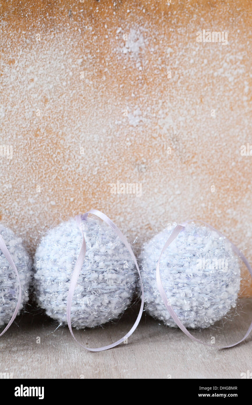 Winter background with Christmas balls, decorations Stock Photo - Alamy