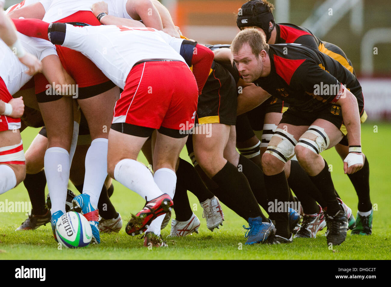 Berlin, Germany. 9th Nov, 2013. The players of Team Germany (red and ...