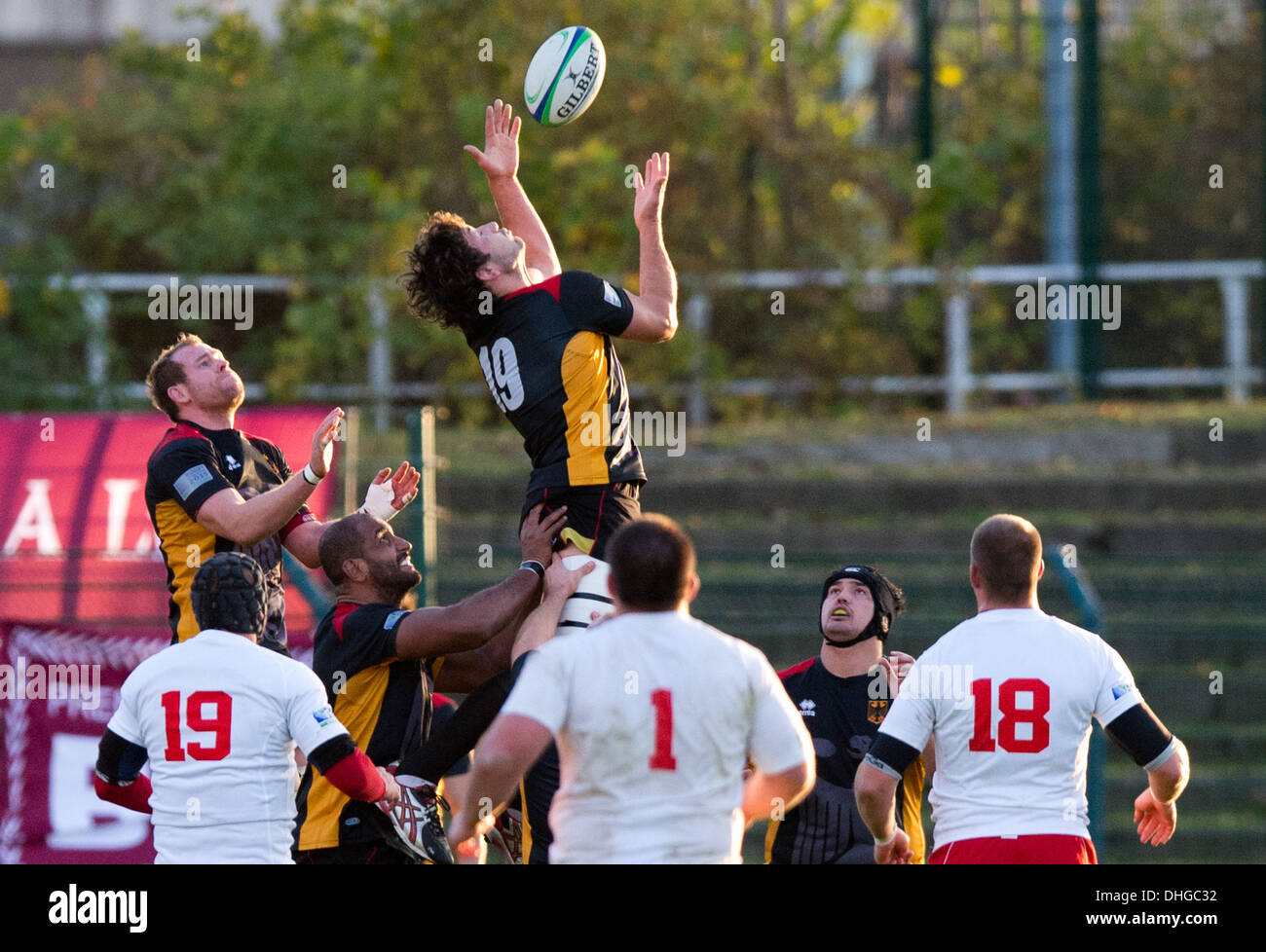 Berlin, Germany. 9th Nov, 2013. The players of Team Germany (red and ...