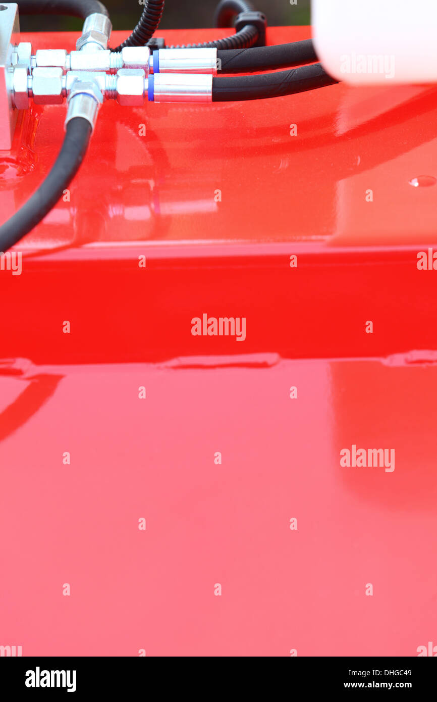 Hydraulic connections hoses of a machinery industrial detail Stock ...