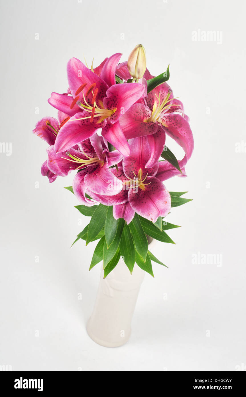 Lily bouquet in vase Stock Photo - Alamy