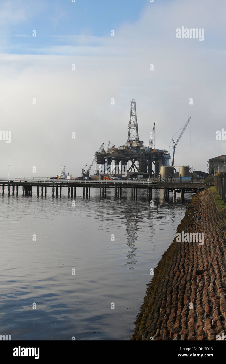 Semi submersible oil rig Sedco 711 under repair Invergordon Scotland ...
