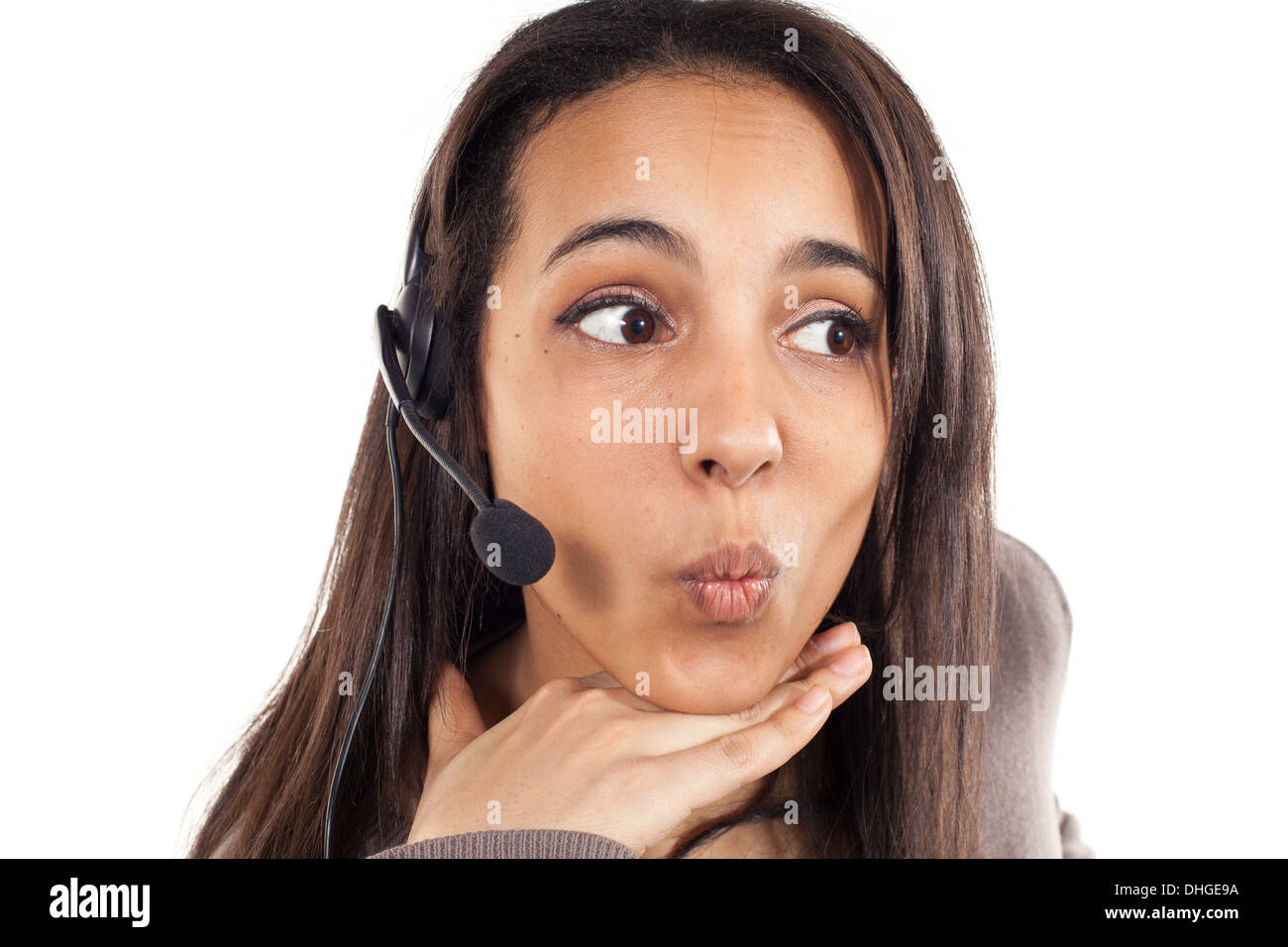 Happy phone operator hi-res stock photography and images - Alamy
