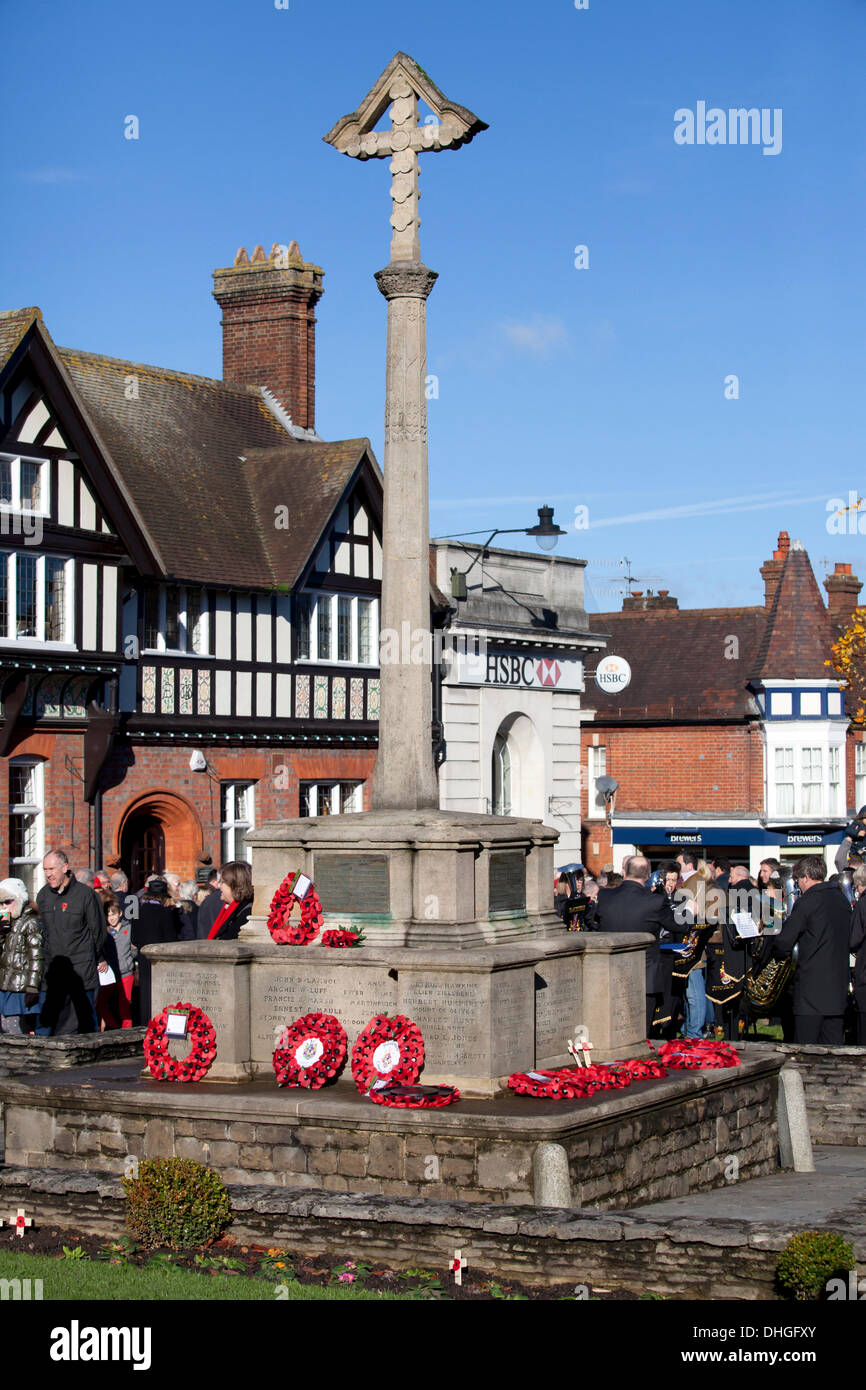War Memorial, Remembrance Sunday,Haslemere High Street, Surrey, UK ...