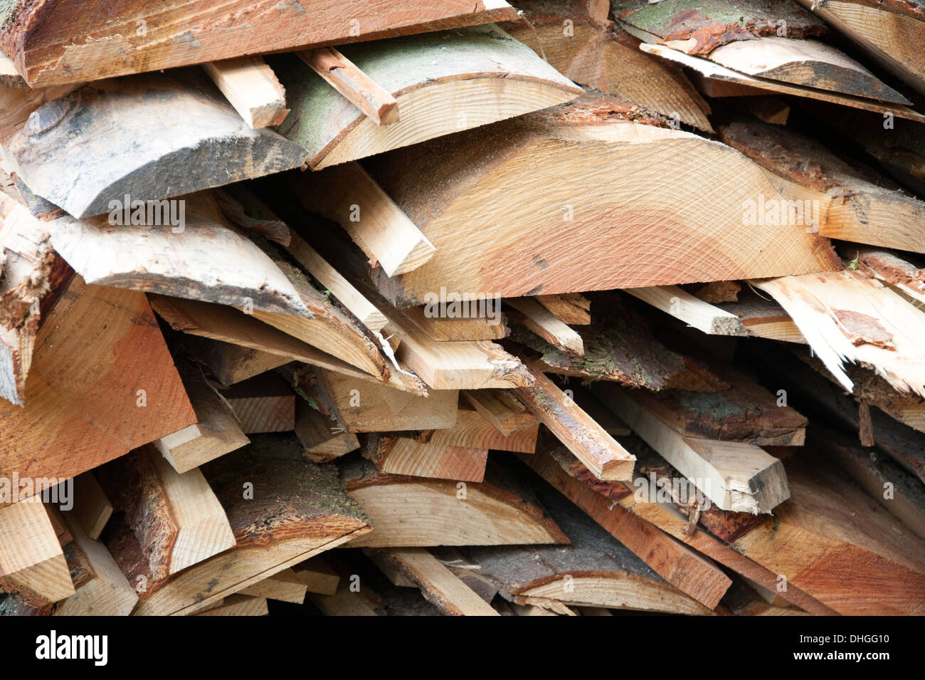 Saw Mill tree trunks cut timber planks of wood new Stock Photo - Alamy