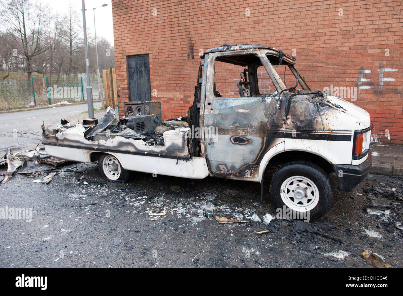 Mobile Home Camper Van Fire Burnt Out Melted Stock Photo - Alamy