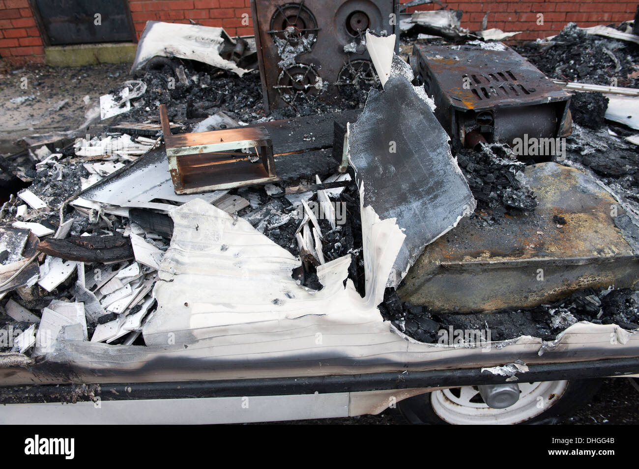 Mobile Home Camper Van Fire Burnt Out Melted LPG Stock Photo - Alamy