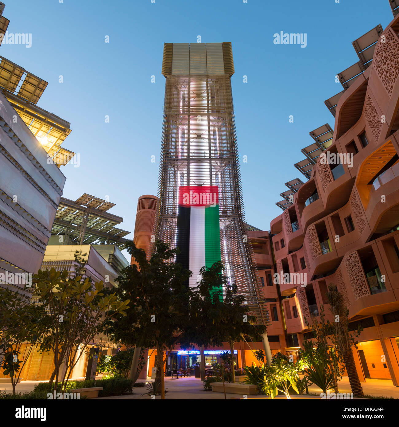 Masdar city wind tower hi-res stock photography and images - Alamy