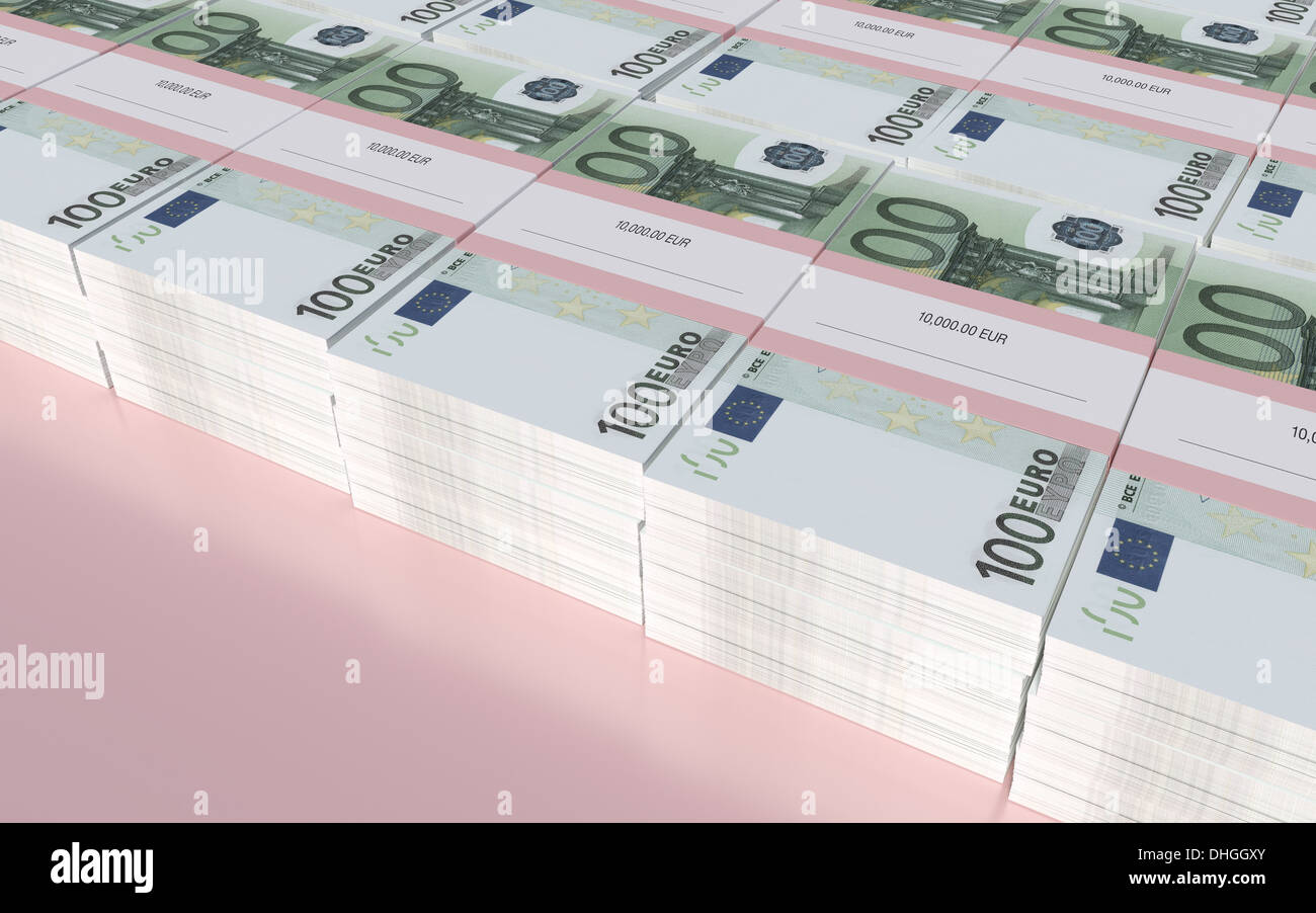 Packets of 100 Euro bills Stock Photo - Alamy