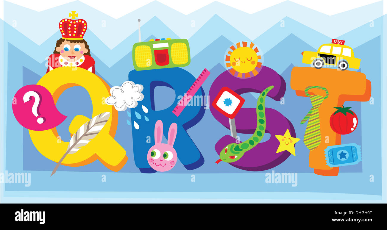Illustration of QRST against blue background Stock Photo - Alamy