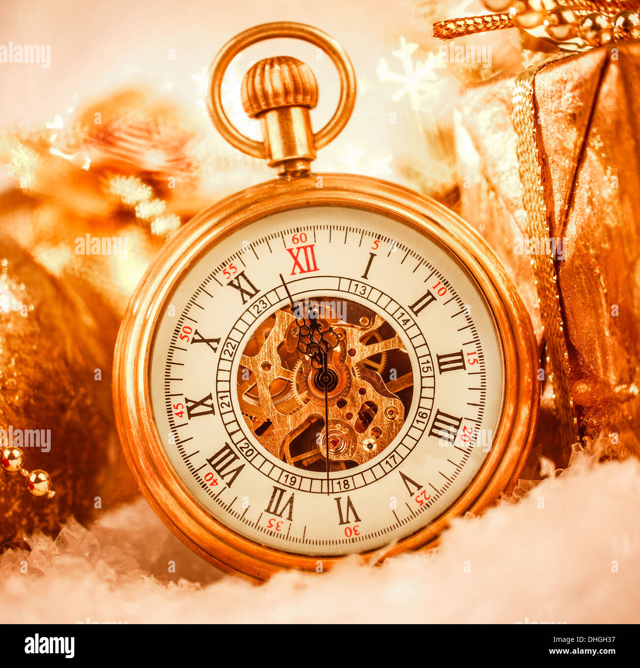 Christmas pocket watch still life Stock Photo - Alamy
