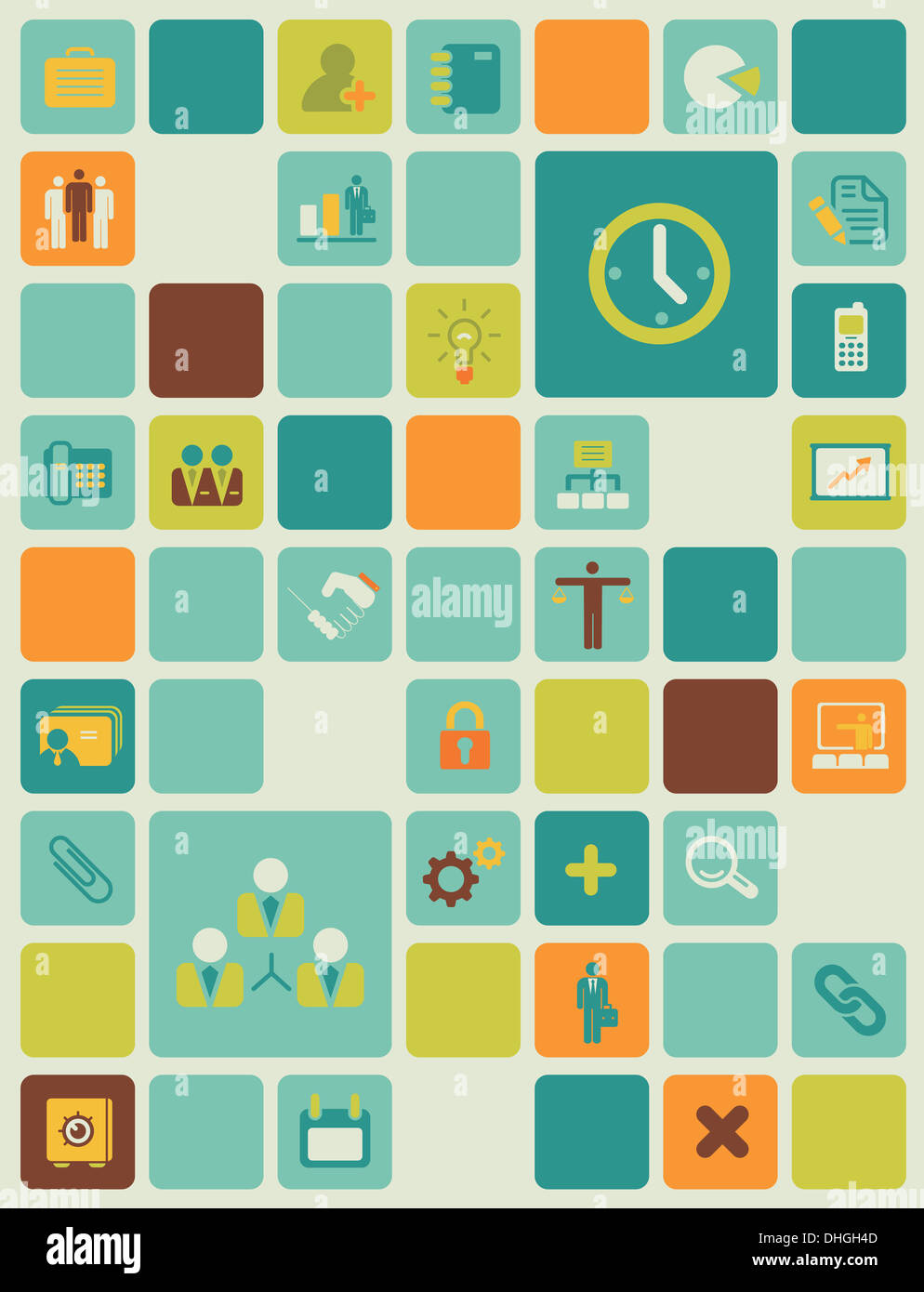 Illustration of management icons over colored background Stock Photo ...
