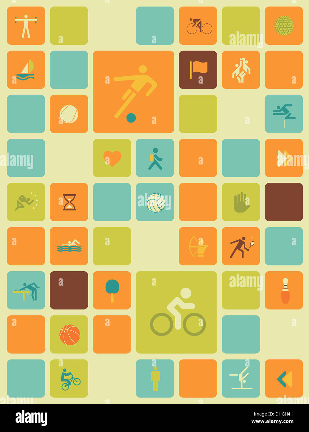 Illustration of sports icons over colored background Stock Photo - Alamy