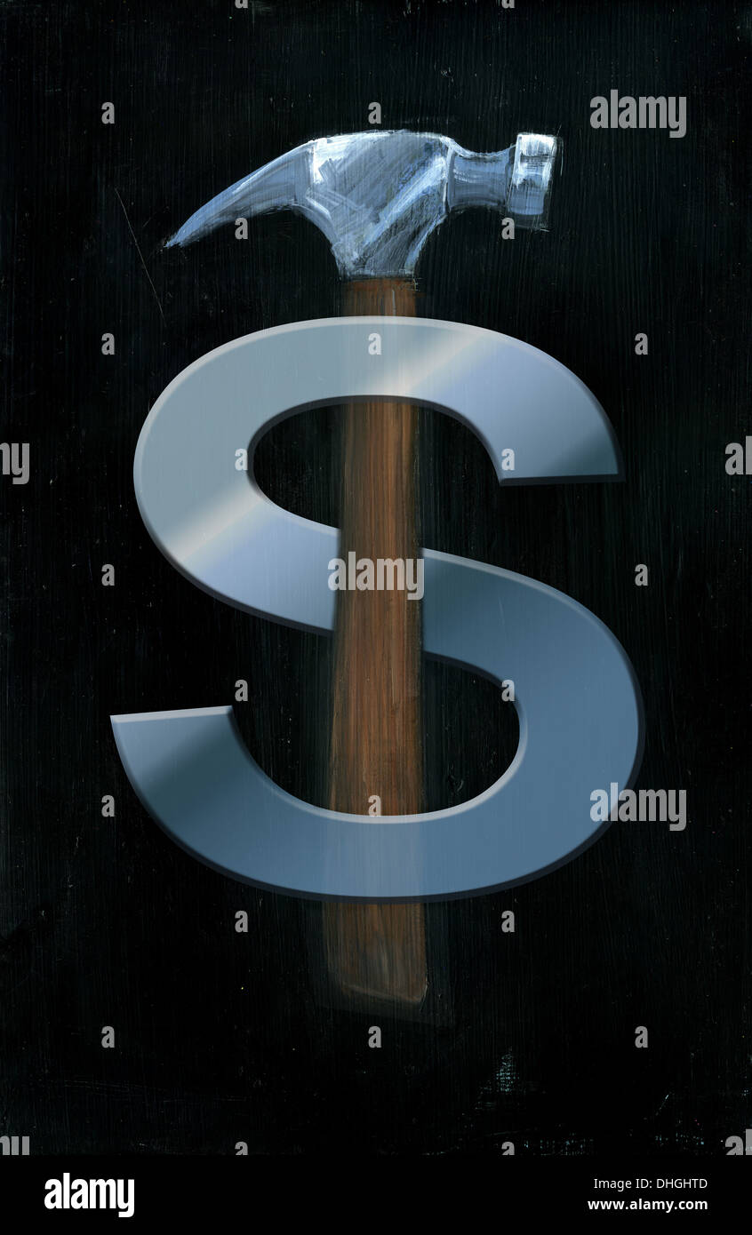 Illustrative image of dollar sign with hammer representing fraud Stock ...