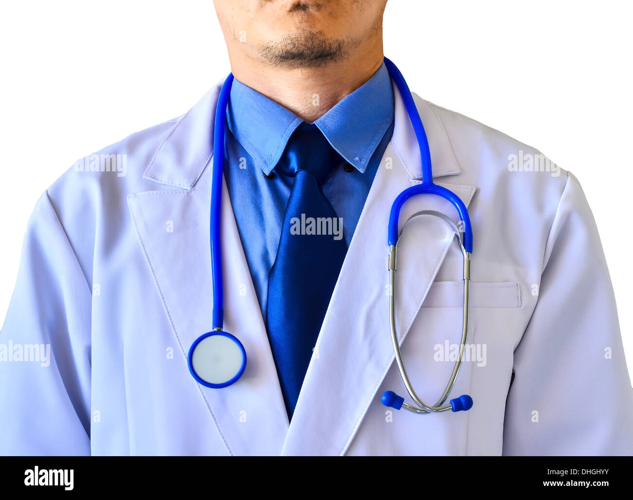 Doctor with a stethoscope close up on white background Stock Photo - Alamy