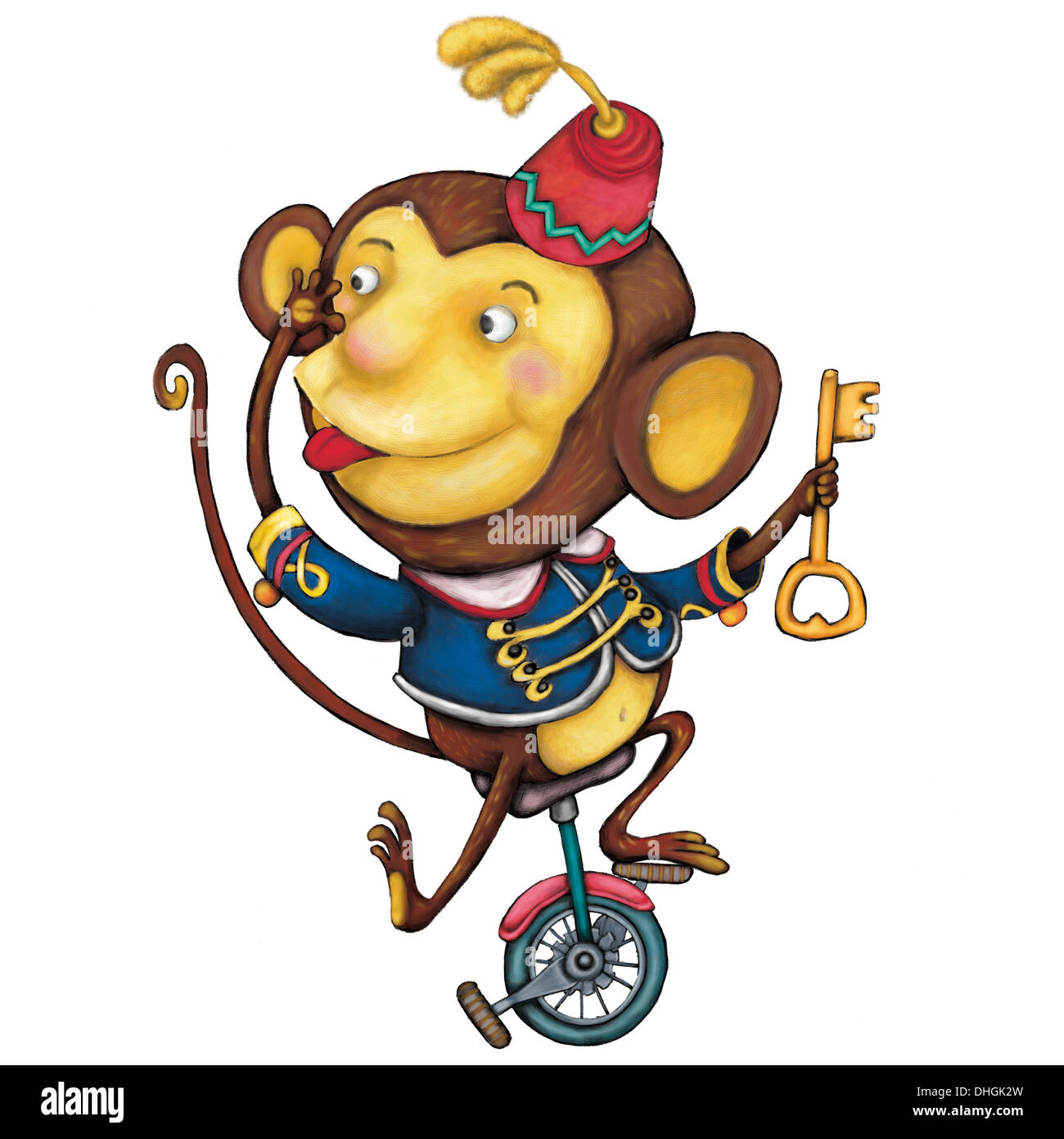 Illustration of monkey performing circus over white background Stock ...