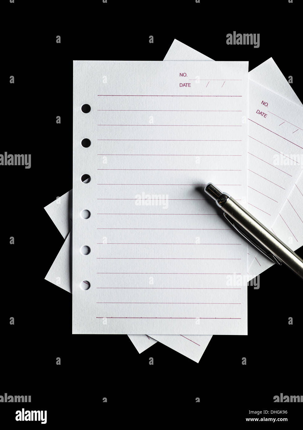 Notebook paper and write three pages put together Stock Photo - Alamy