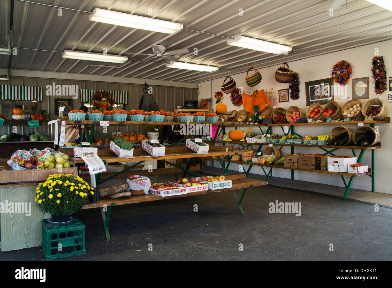 Fresh produce on display at a farm market in northern Illinois, USA ...