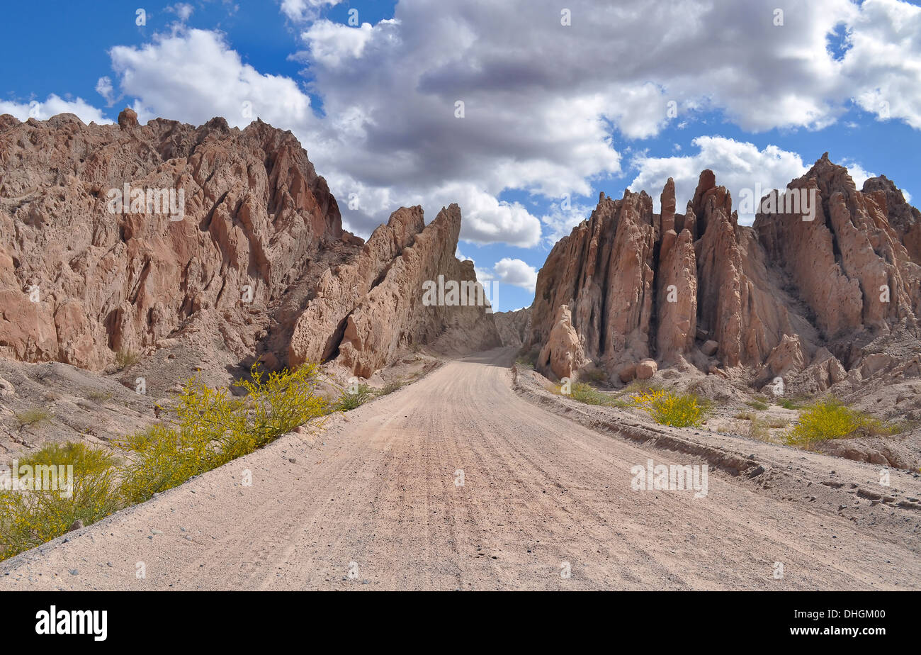 Road between the rocks in the Andes mountains. Cafayate. Salta Province ...