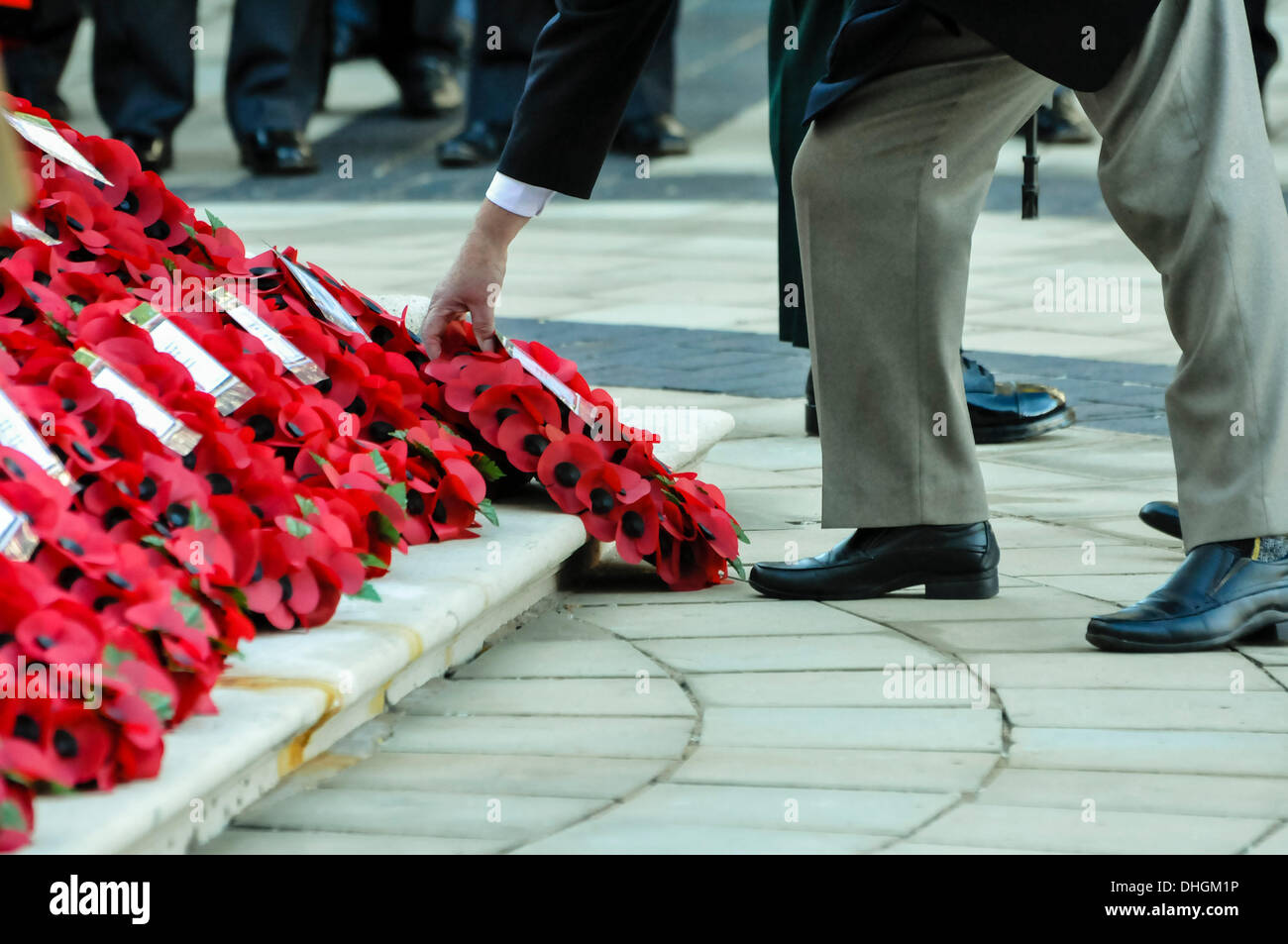 Wreath laying ceremony cenotaph on remembrance sunday hi-res stock ...