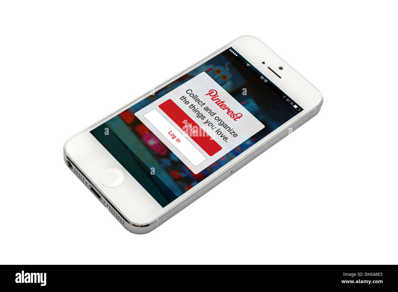 Pinterest display on iPhone 5 screen Stock Photo - Alamy