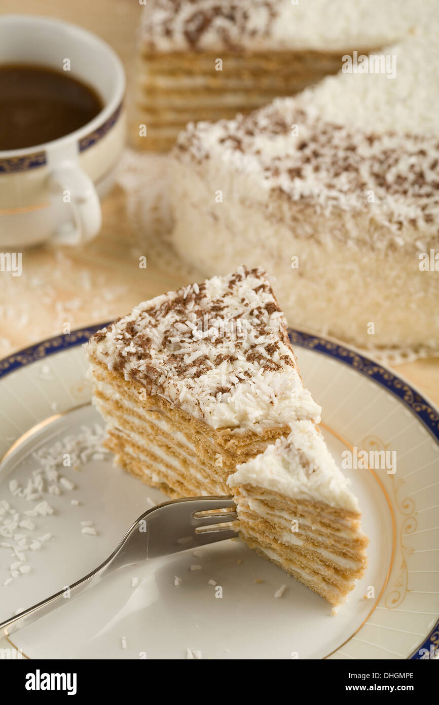 Slice chocolate coconut cake hi-res stock photography and images - Alamy