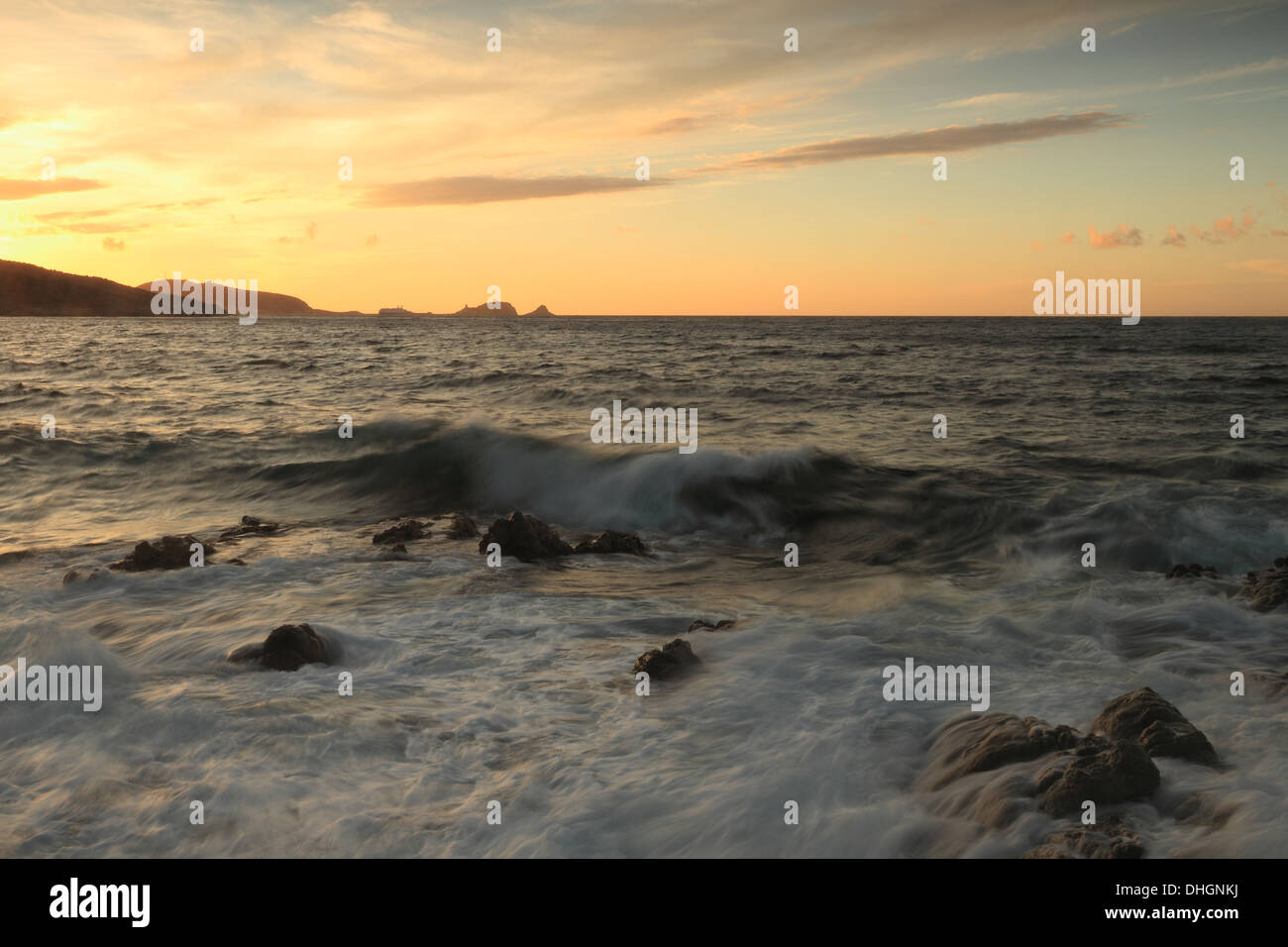 Sunset over Ile Rousse Stock Photo - Alamy