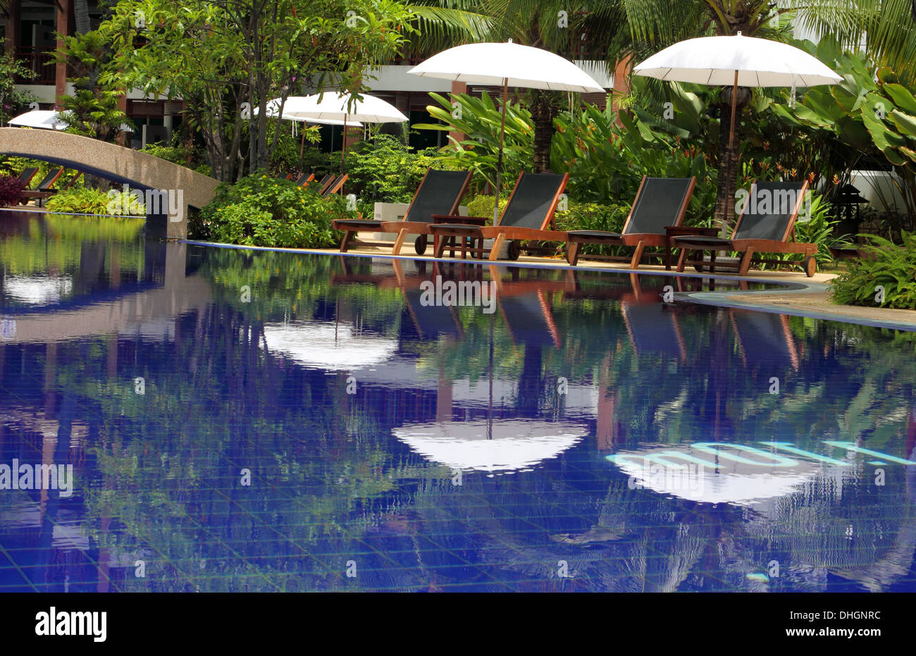 Tropical pool in luxury hotel Stock Photo - Alamy