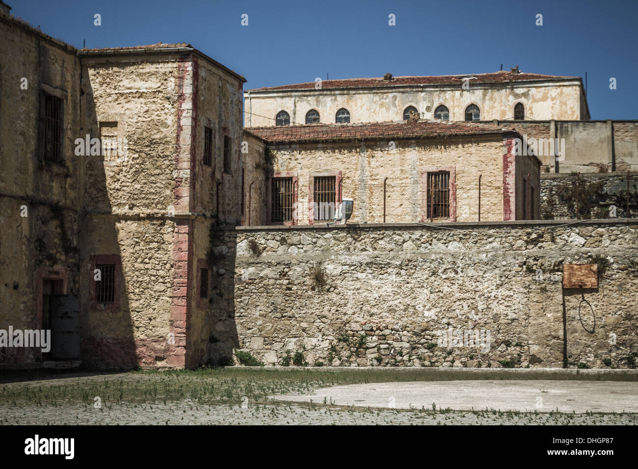 Walls of an abandoned historic prison in Sinop/Turkey which is open now ...