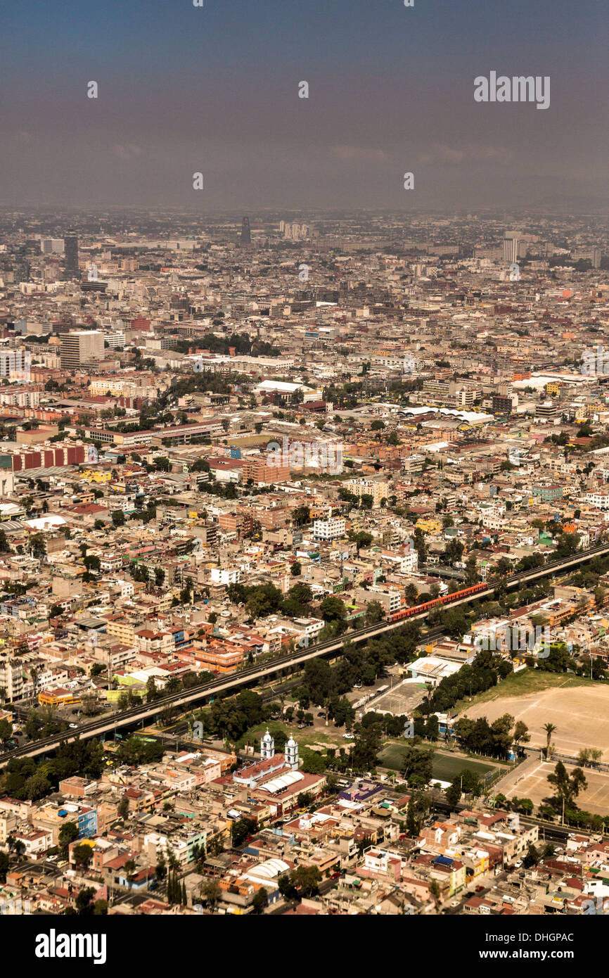 Aerial view of urban sprawl and smog November 6, 2013 in Mexico City ...