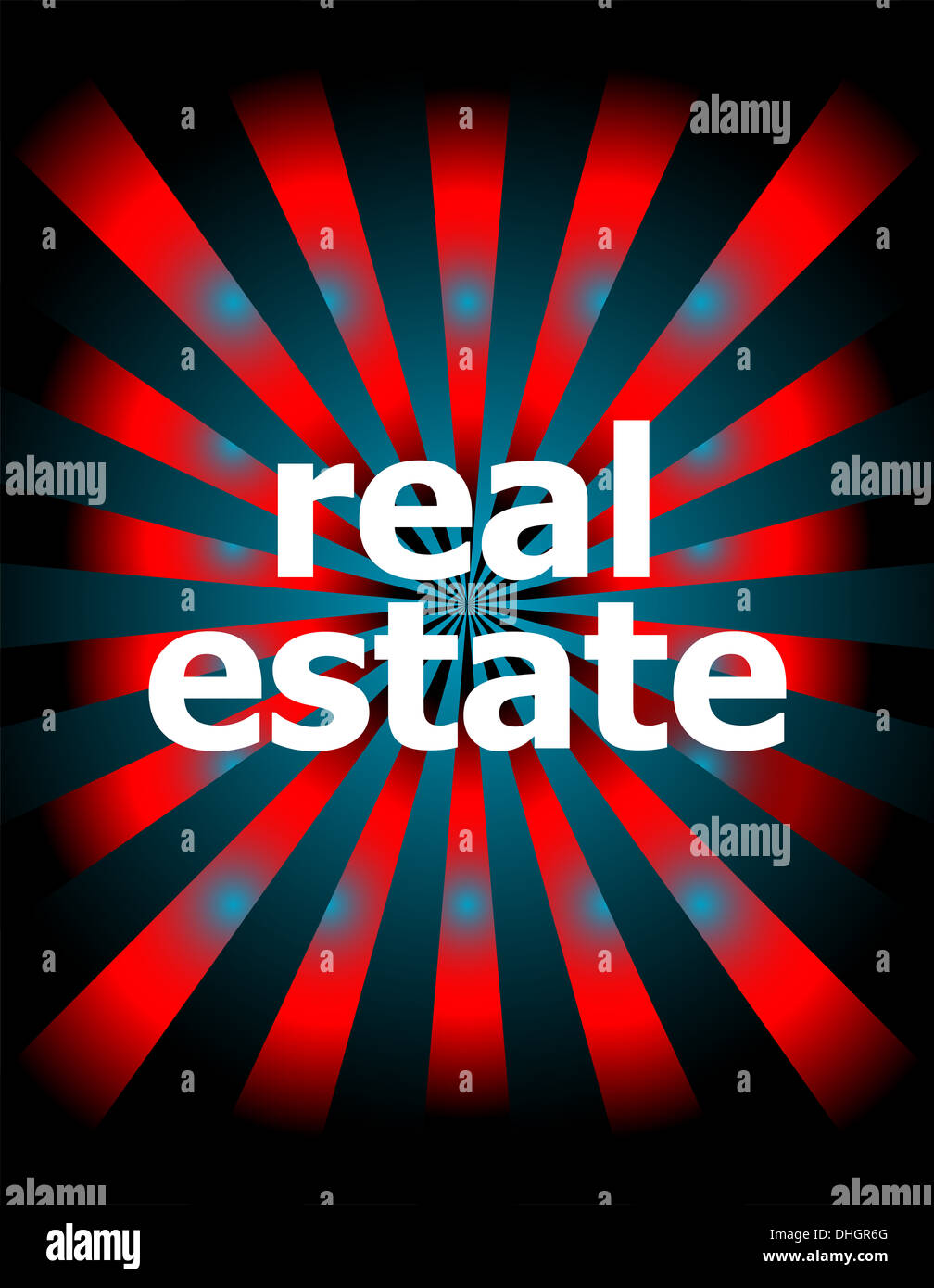 real estate word with motion rays on background Stock Photo - Alamy