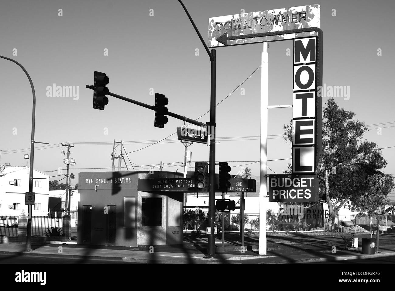 Retro motel signs Black and White Stock Photos & Images - Alamy