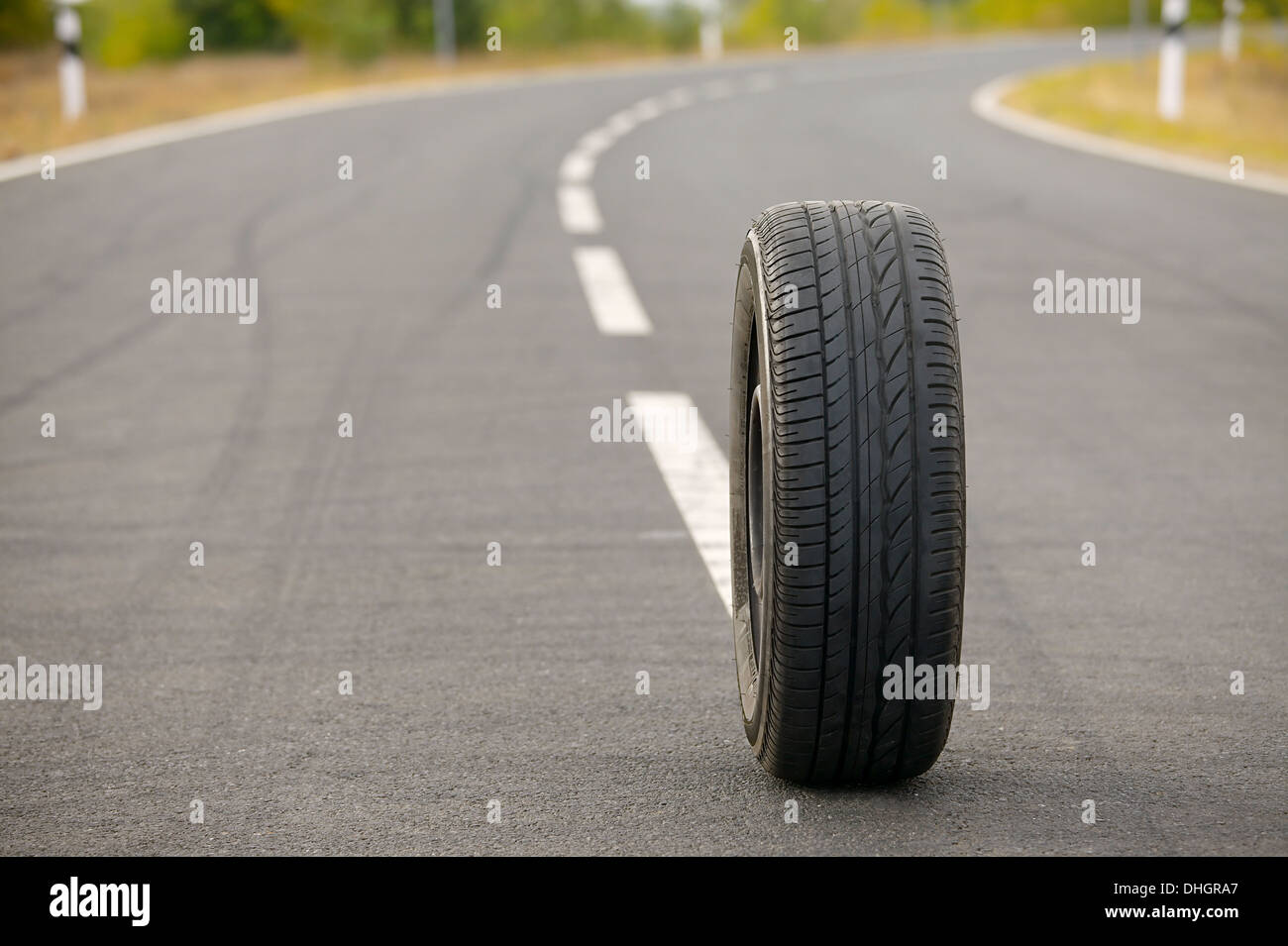 Wheel on road Stock Photo - Alamy