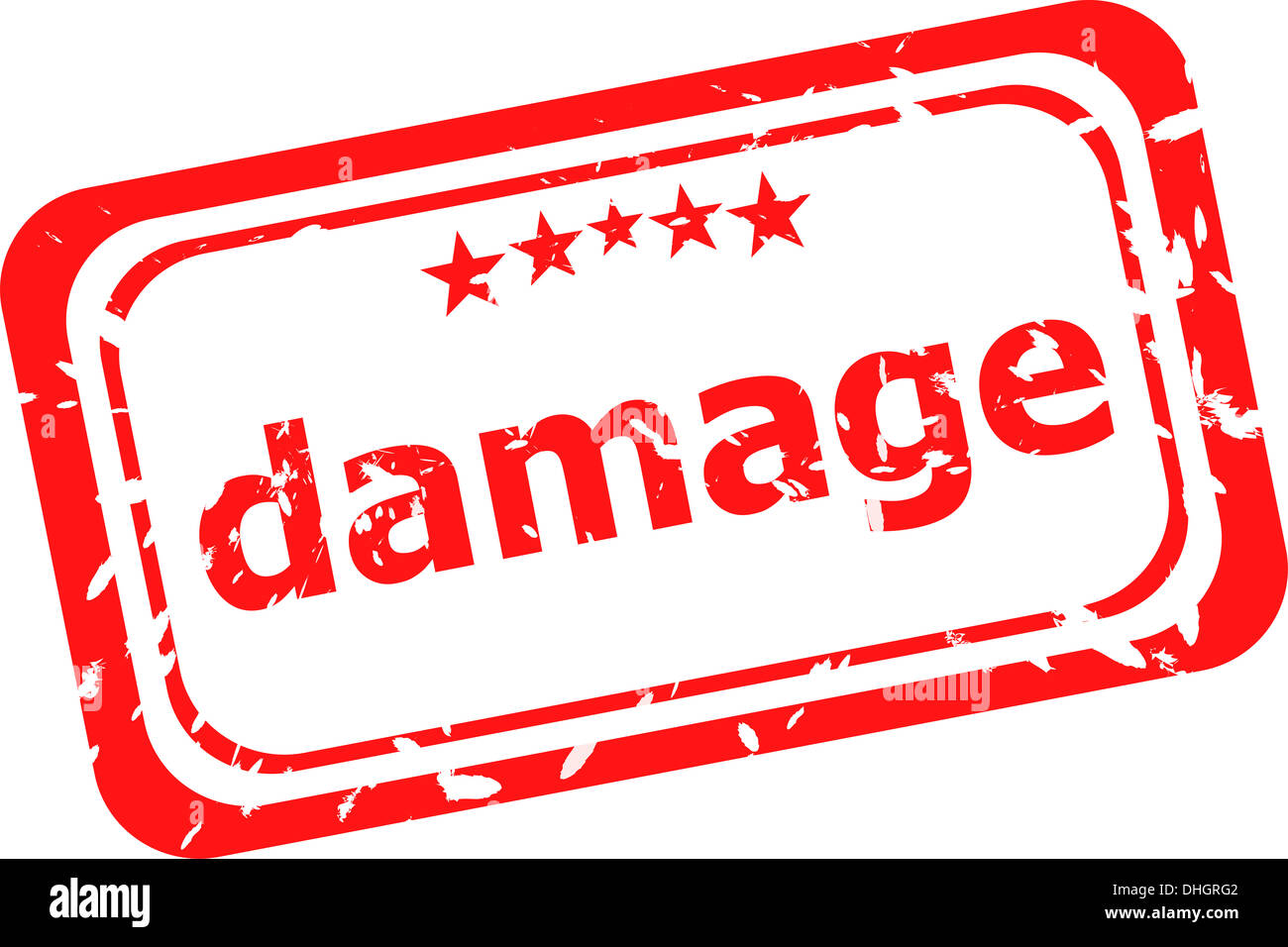damage word on red rubber old business stamp Stock Photo - Alamy