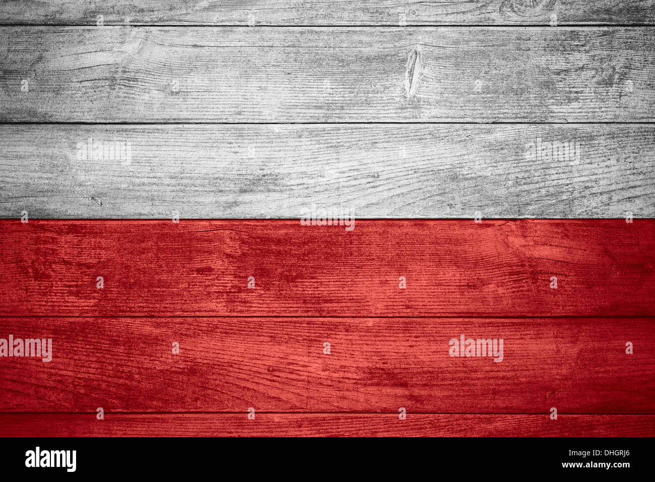 flag of Poland or Polish banner on wooden background Stock Photo - Alamy