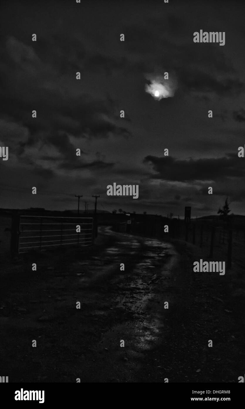 Night time moonlight Black and White Stock Photos & Images - Alamy