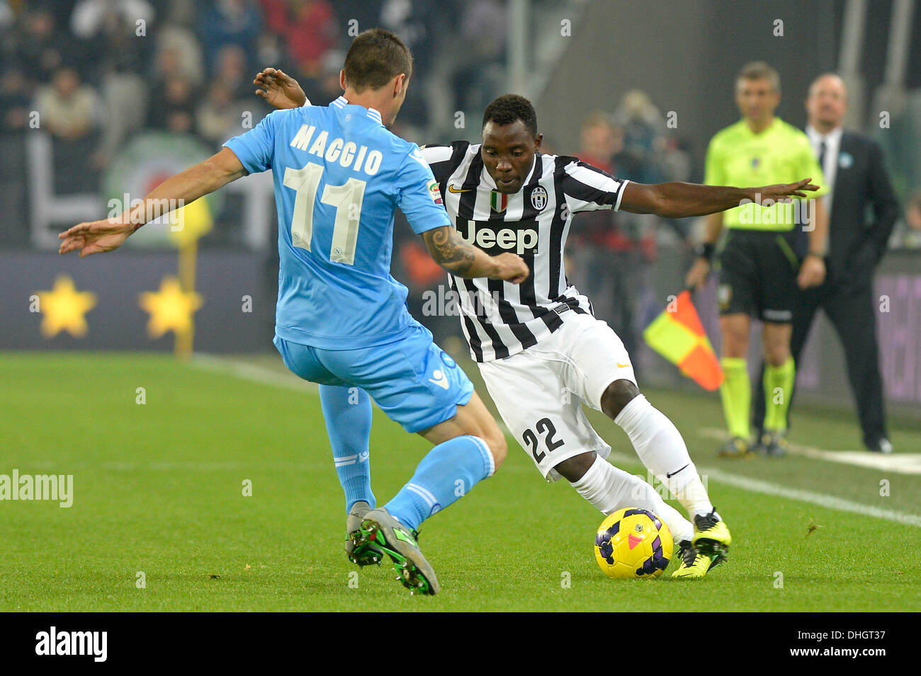 Torino, Italy. 10th Nov, 2013. Maggio and Asamoah during the Serie A ...