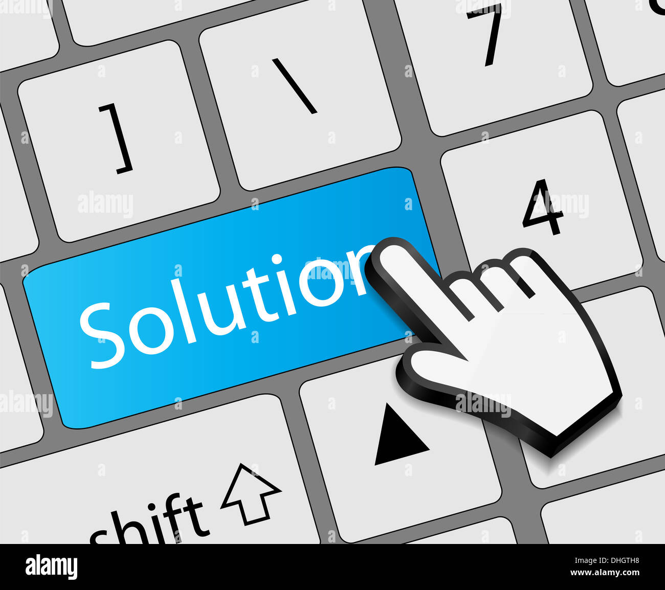 Keyboard solution button with mouse hand cursor vector illustrat Stock ...