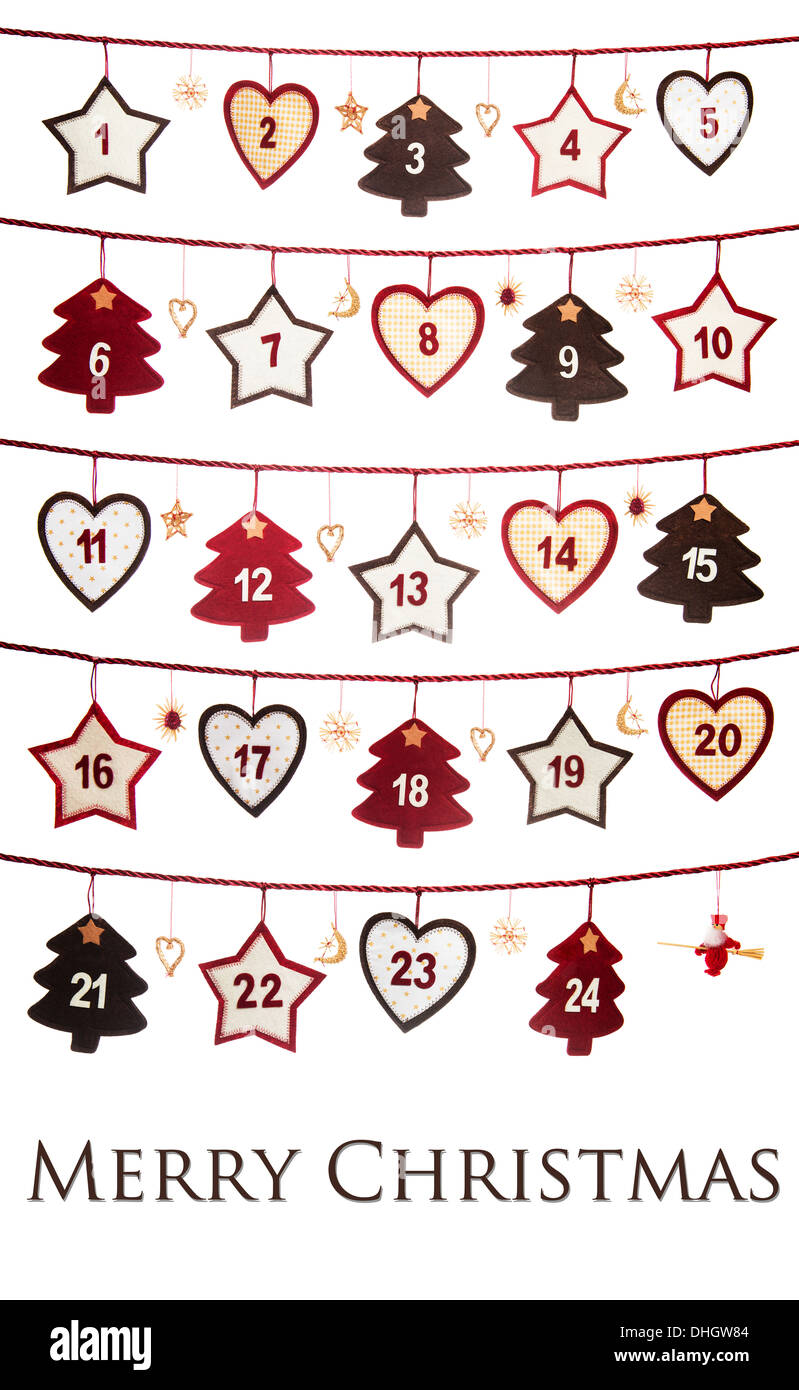 Advent calendar isolated on white background Stock Photo - Alamy