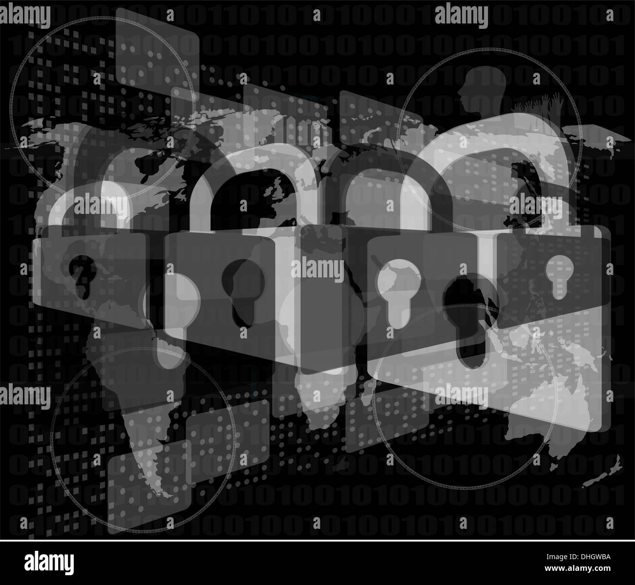 Security concept: Lock on digital screen Stock Photo - Alamy