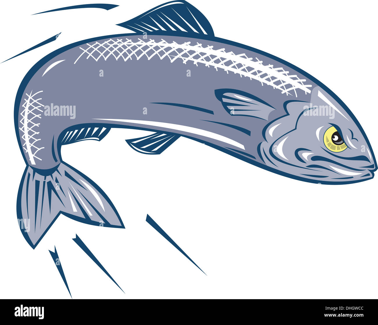 Illustration of an angry sardine fish jumping on isolated white ...