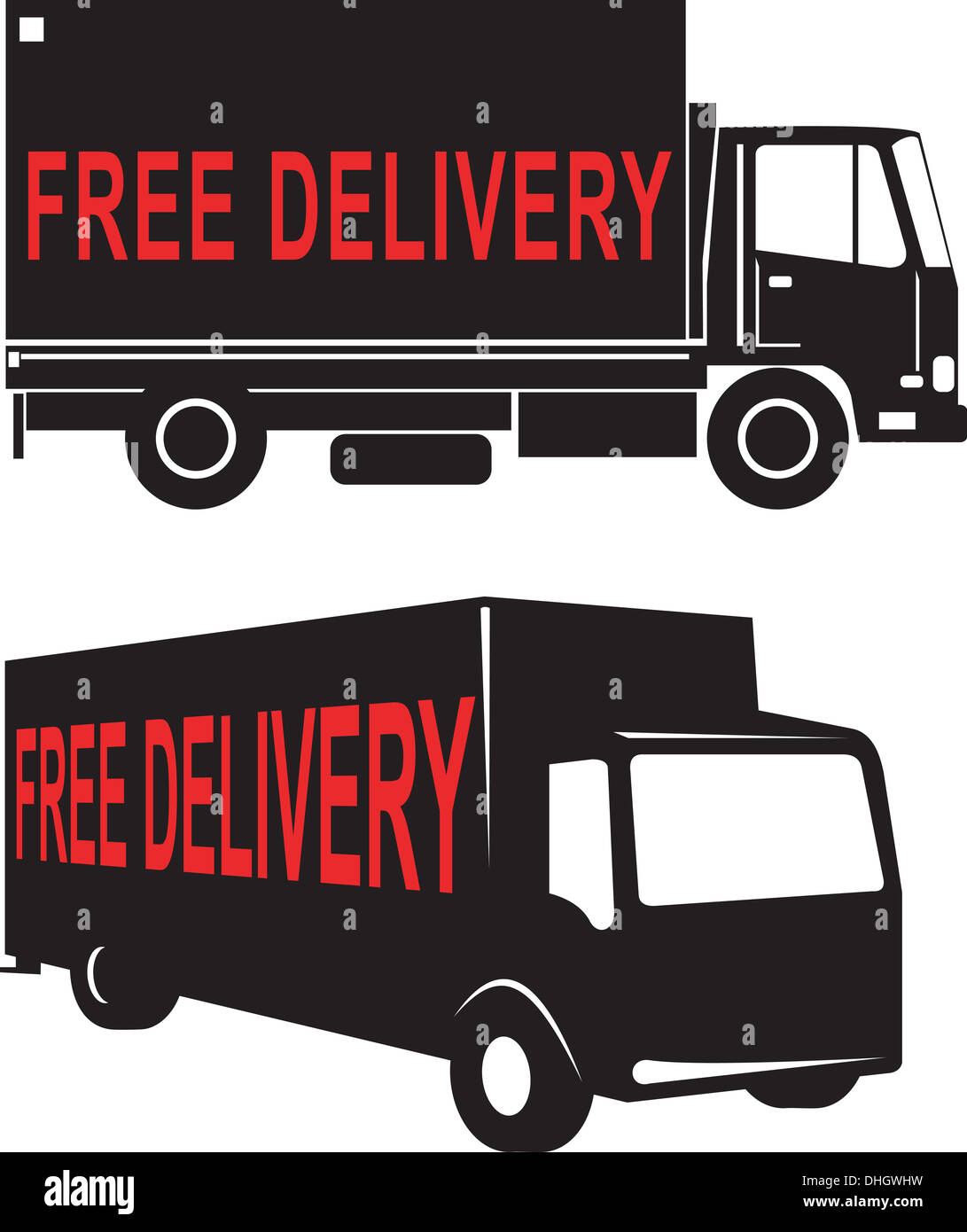 illustration of a delivery truck lorry set inside circle with words ...