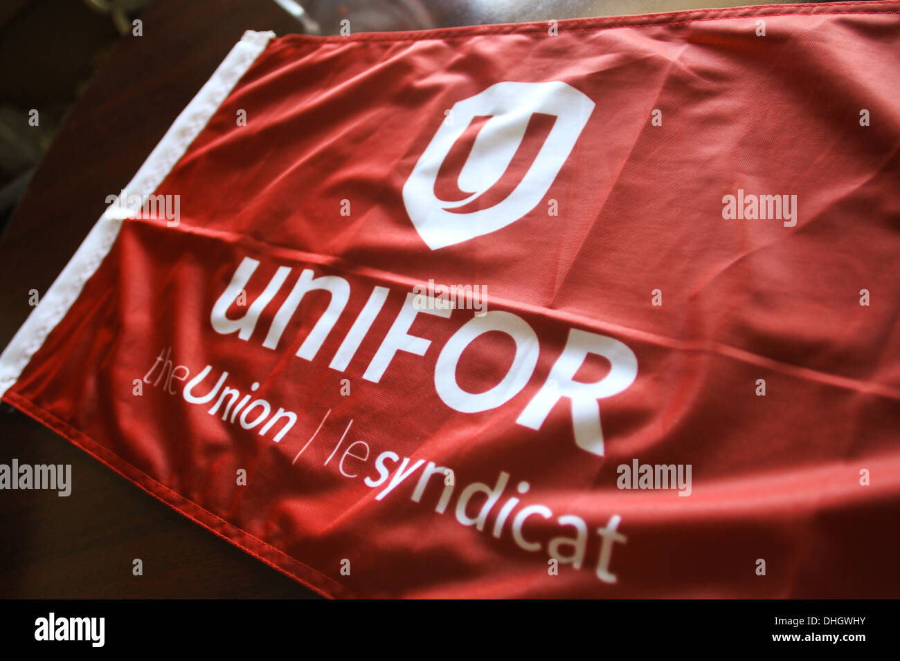 The Unifor union flag at the office in North Sydney, Cape Breton Stock ...