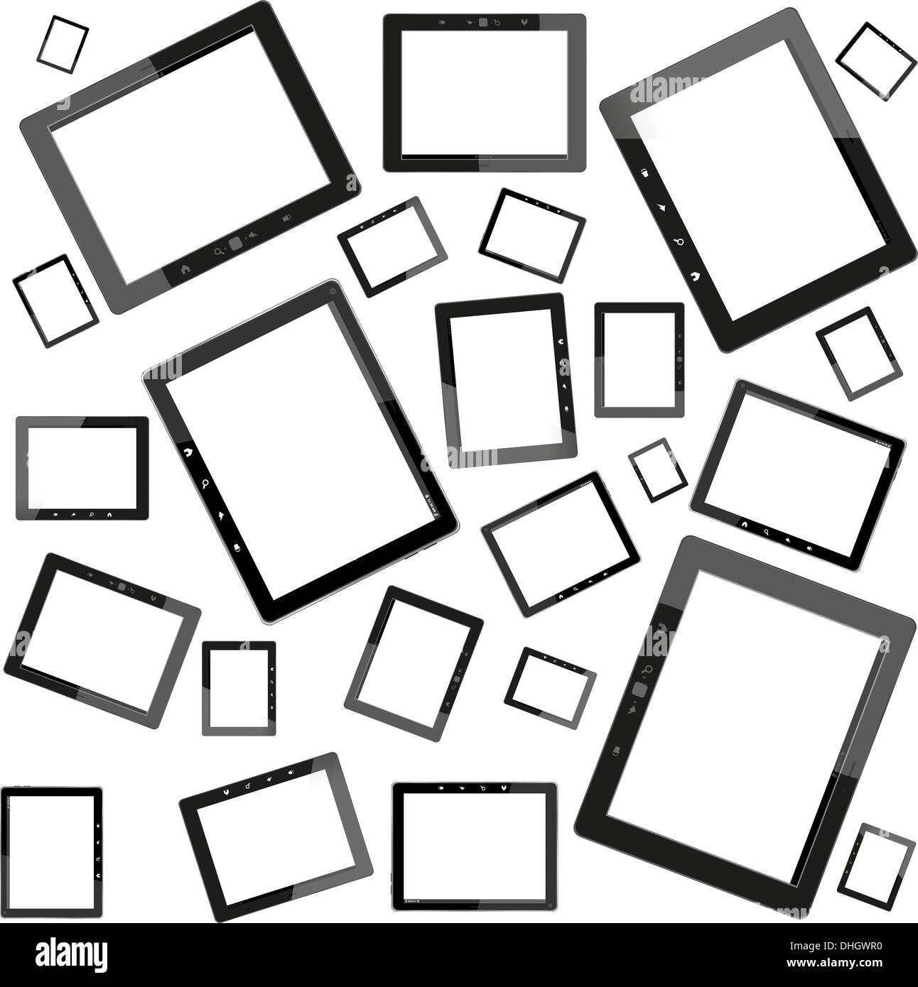 Set of tablet pc computers isolated on white background Stock Photo - Alamy