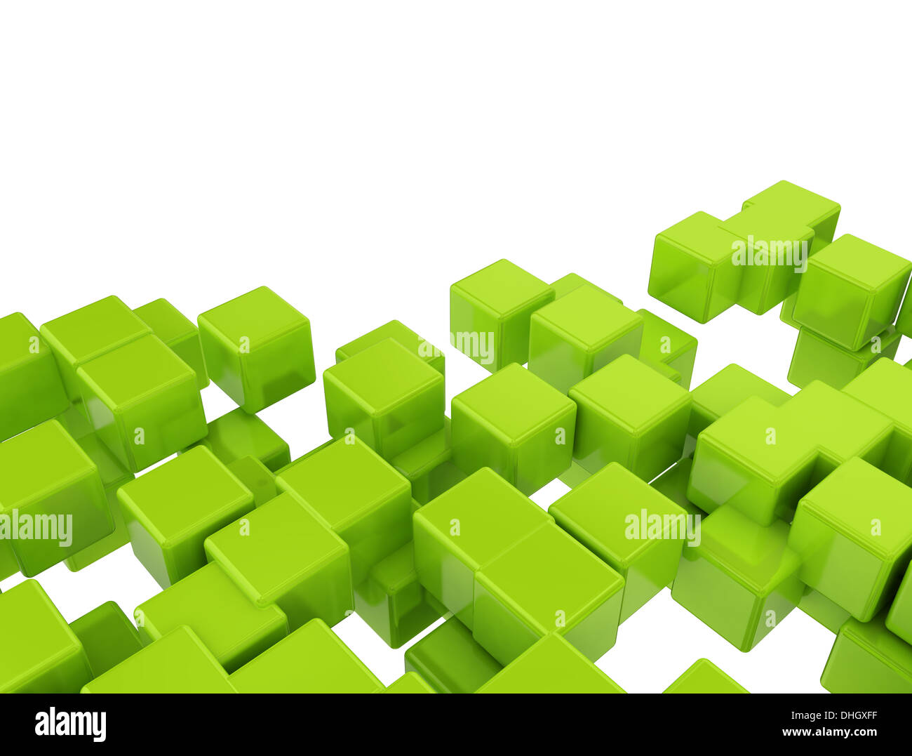 Green digital concept 3d cubes isolated on white Stock Photo - Alamy