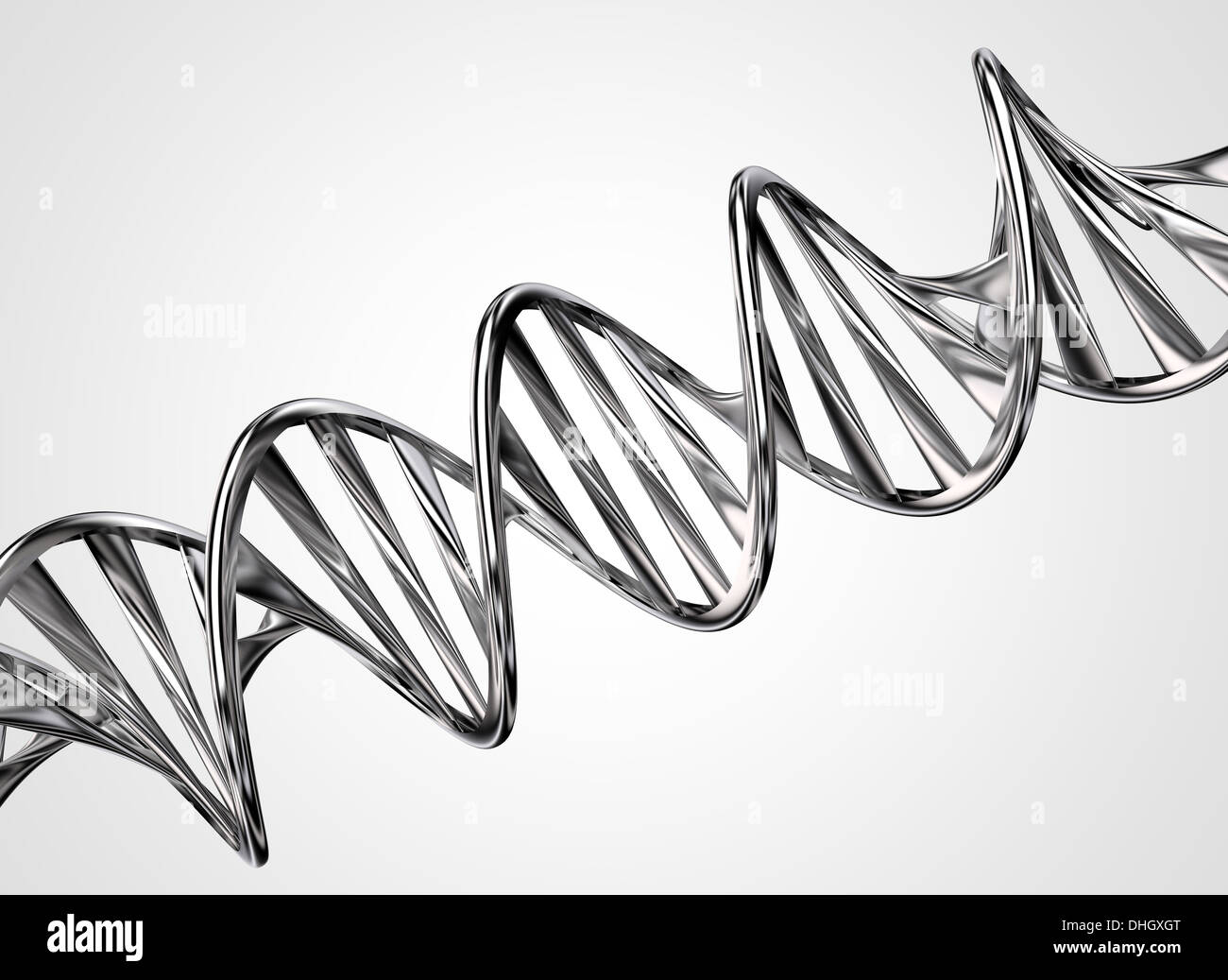 3D model of twisted chrome metal DNA chain Stock Photo - Alamy